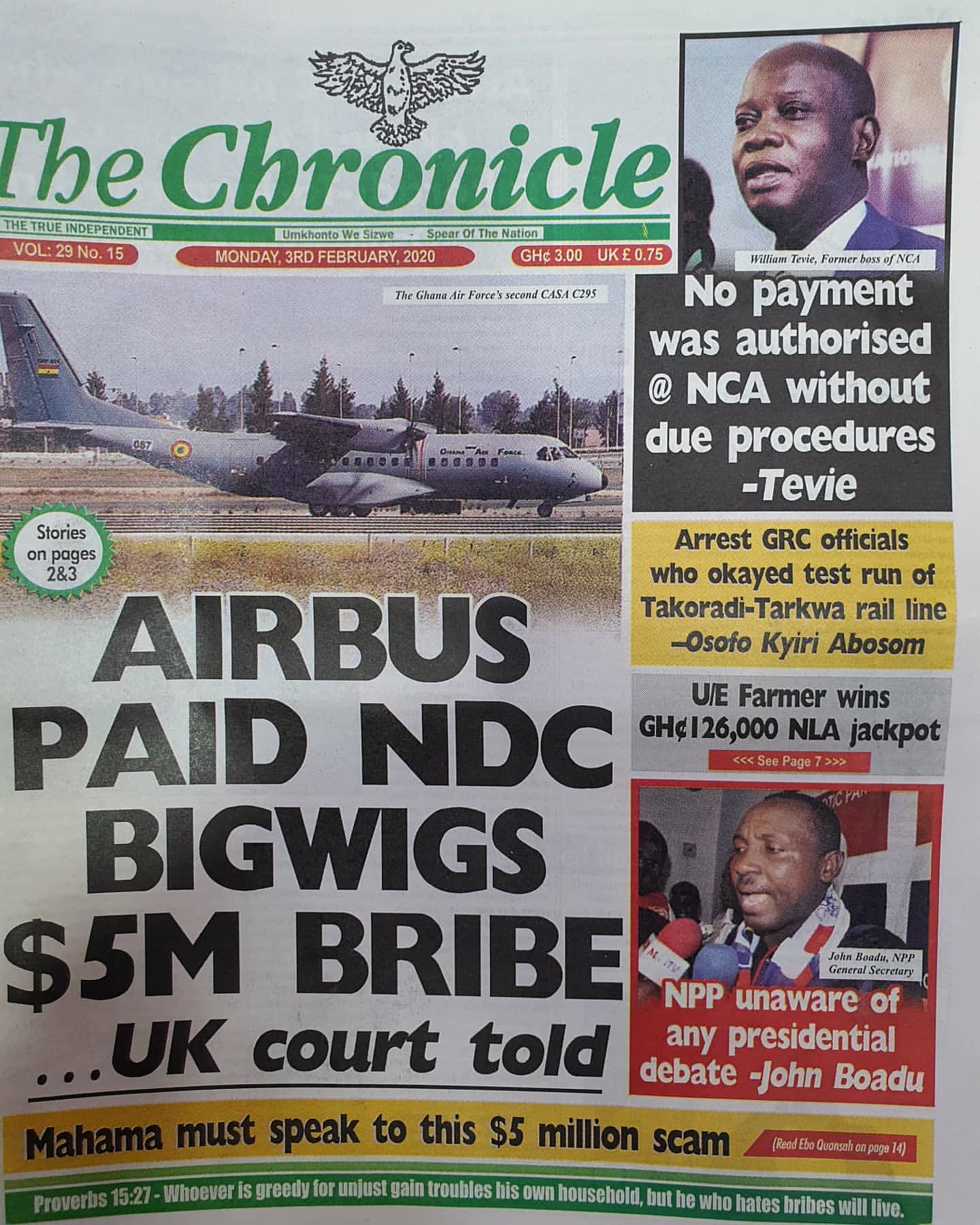 Newspaper Headlines Monday 3rd February 2020 - Sweet Melodies FM